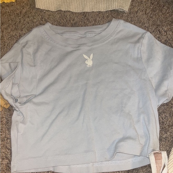 PLAYBOY | Tops | Playboy Baby Blue Cropped T | Poshmark